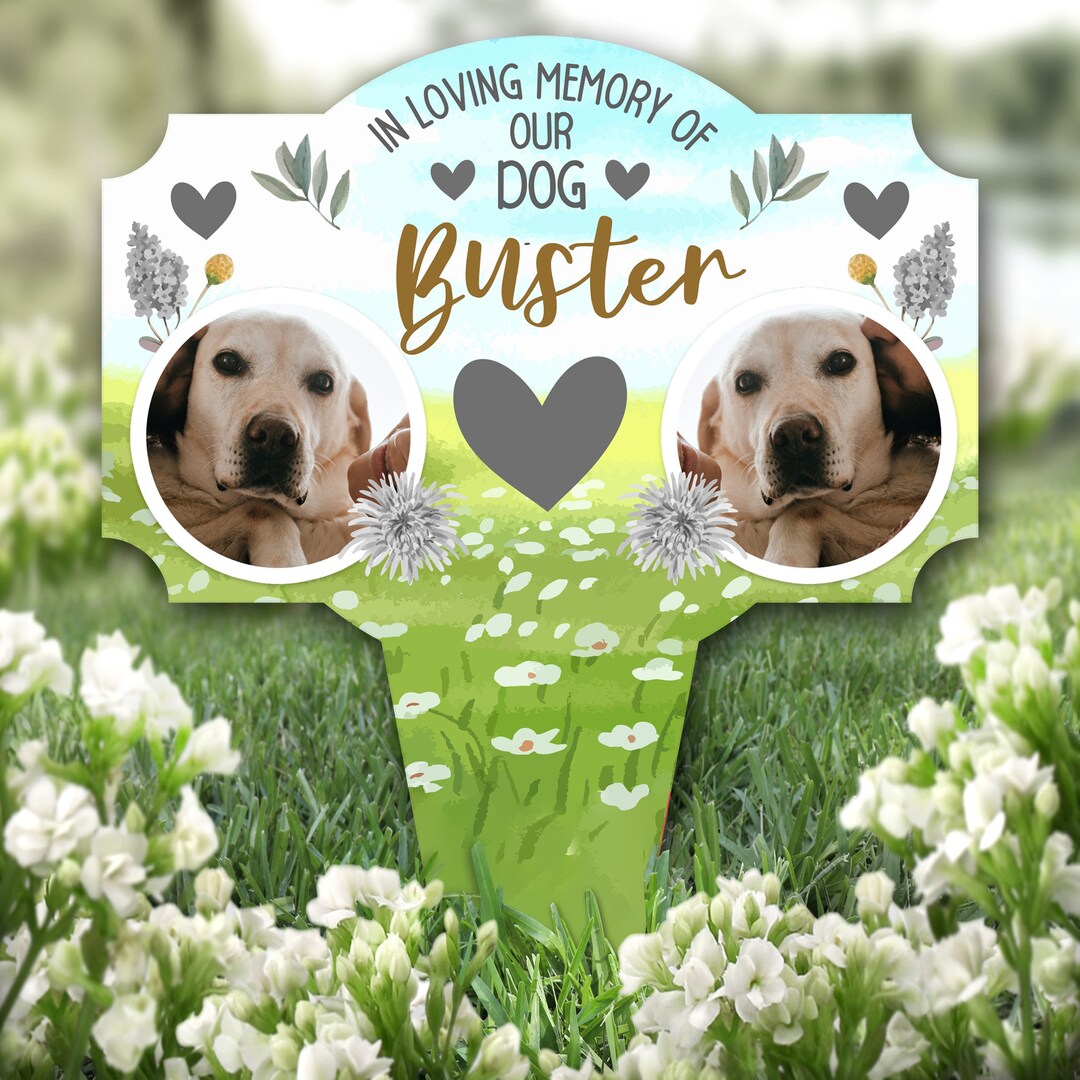 Loving Memory Our Dog Pet Photo Remembrance Grave Garden Plaque ...