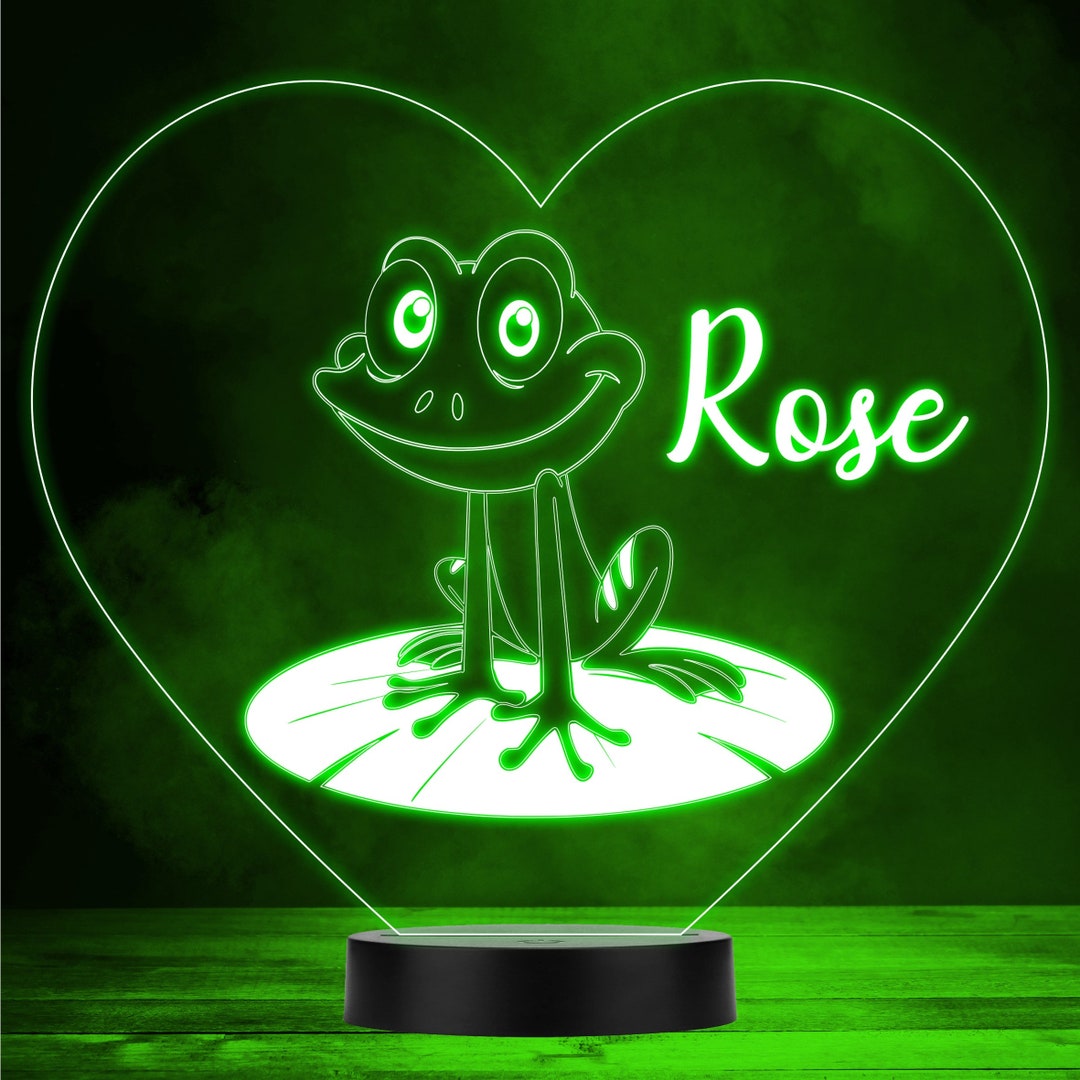 Cute Frog Sitting on Leaf Colour Changing Led Lamp Personalised Gift ...