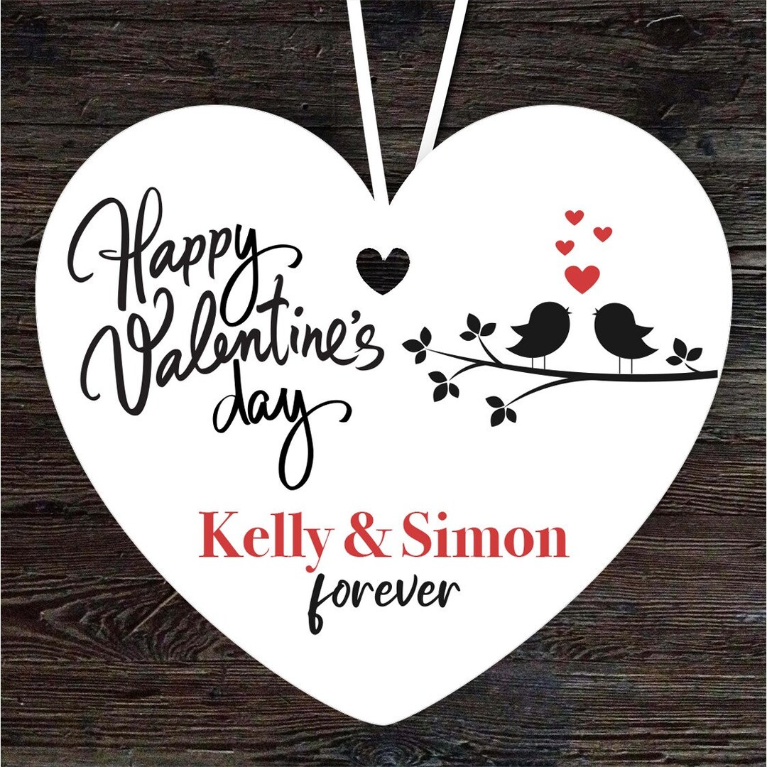 Love Birds Valentine's Day Gift Heart Personalised Hanging Ornament - Etsy