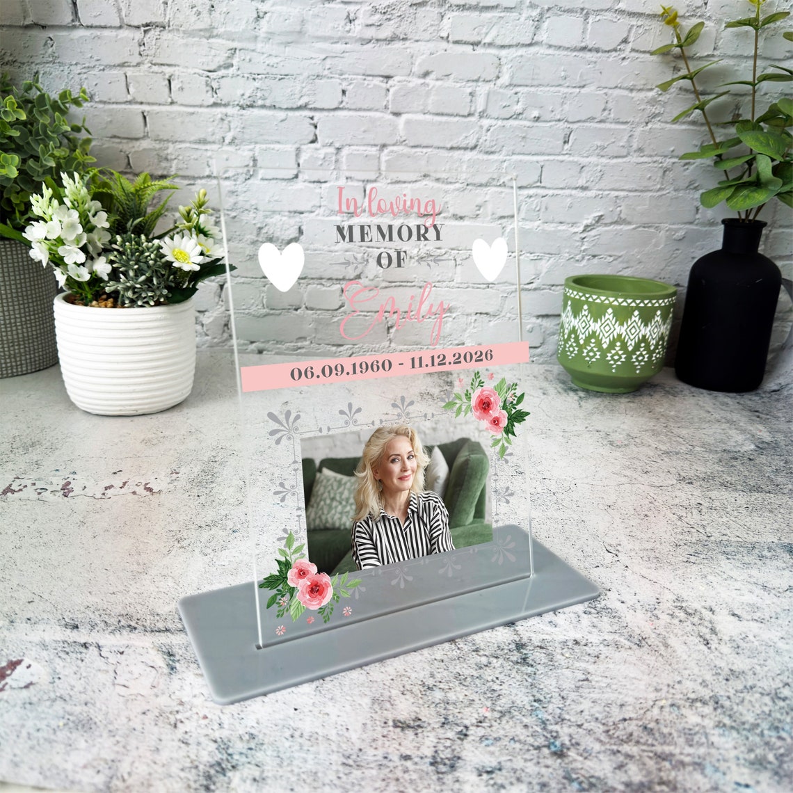 In Loving Memory Female Pink Flower Photo Keepsake Gift Personalised ...