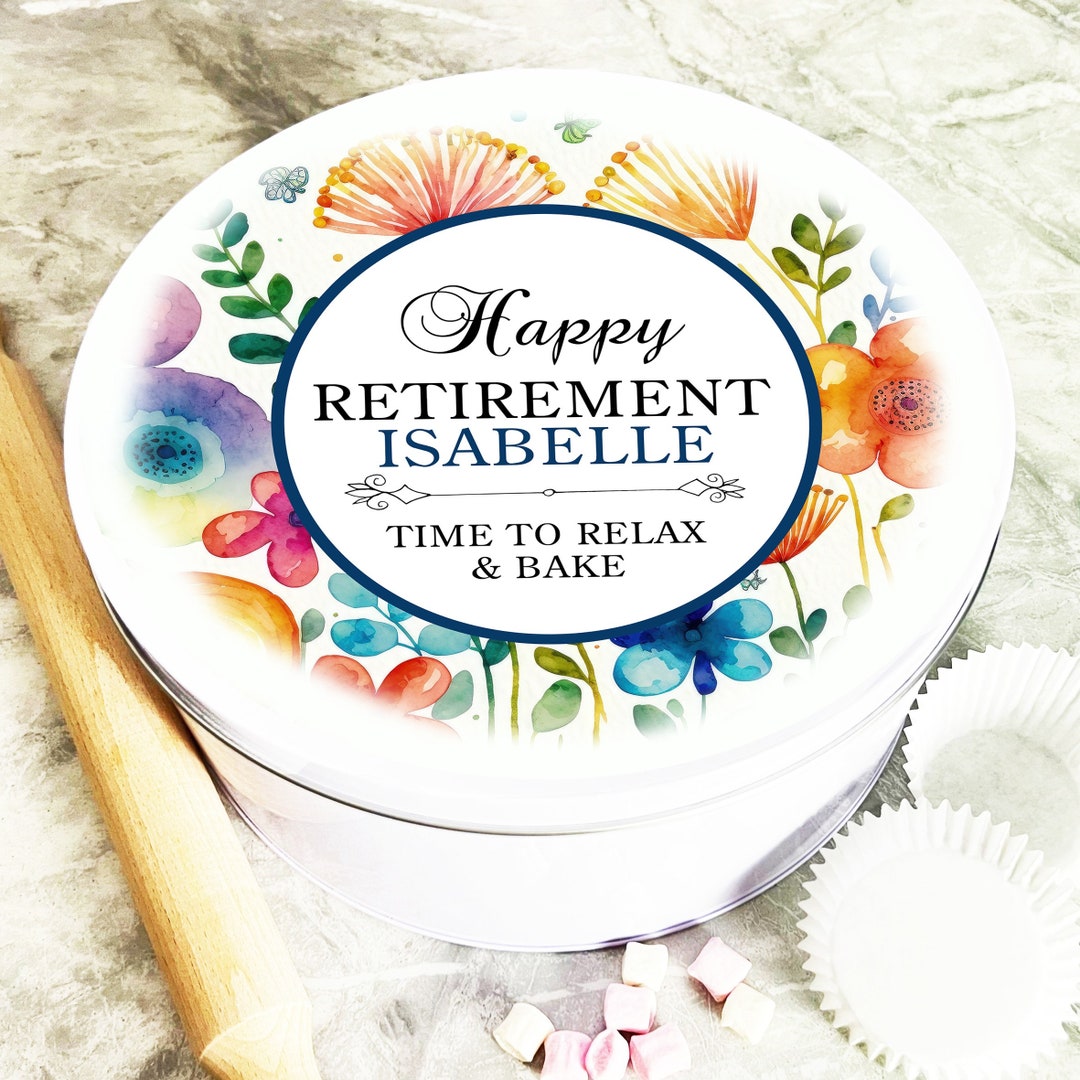 Round Bright Wreath Flowers Retirement Personalised Treat Tin - Etsy