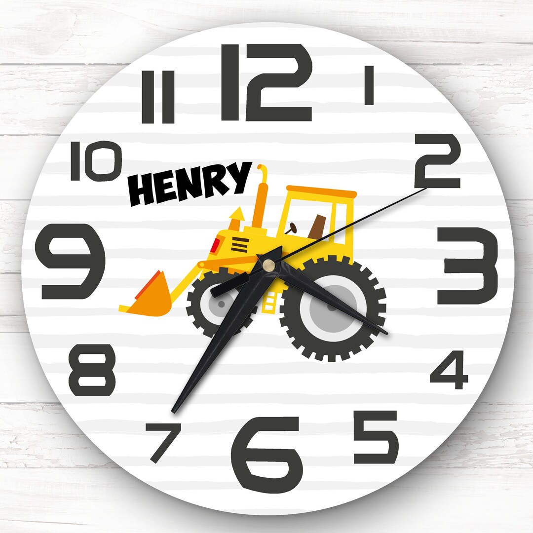 Digger Construction Boy's Room Custom Gift Personalised Clock - Etsy