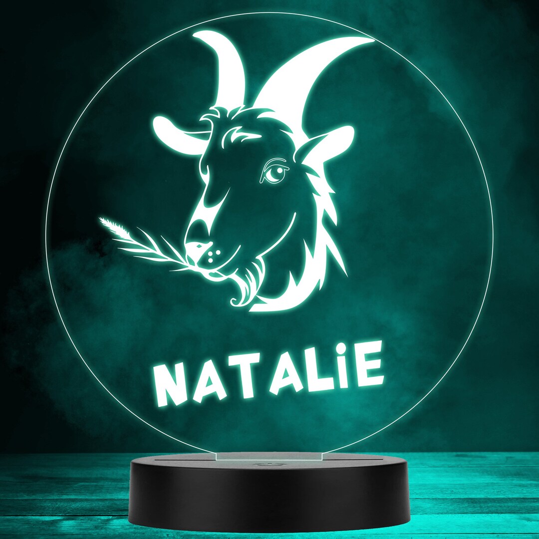 Goat With Wheat Colour Changing Personalised Gift LED Lamp Night Light ...