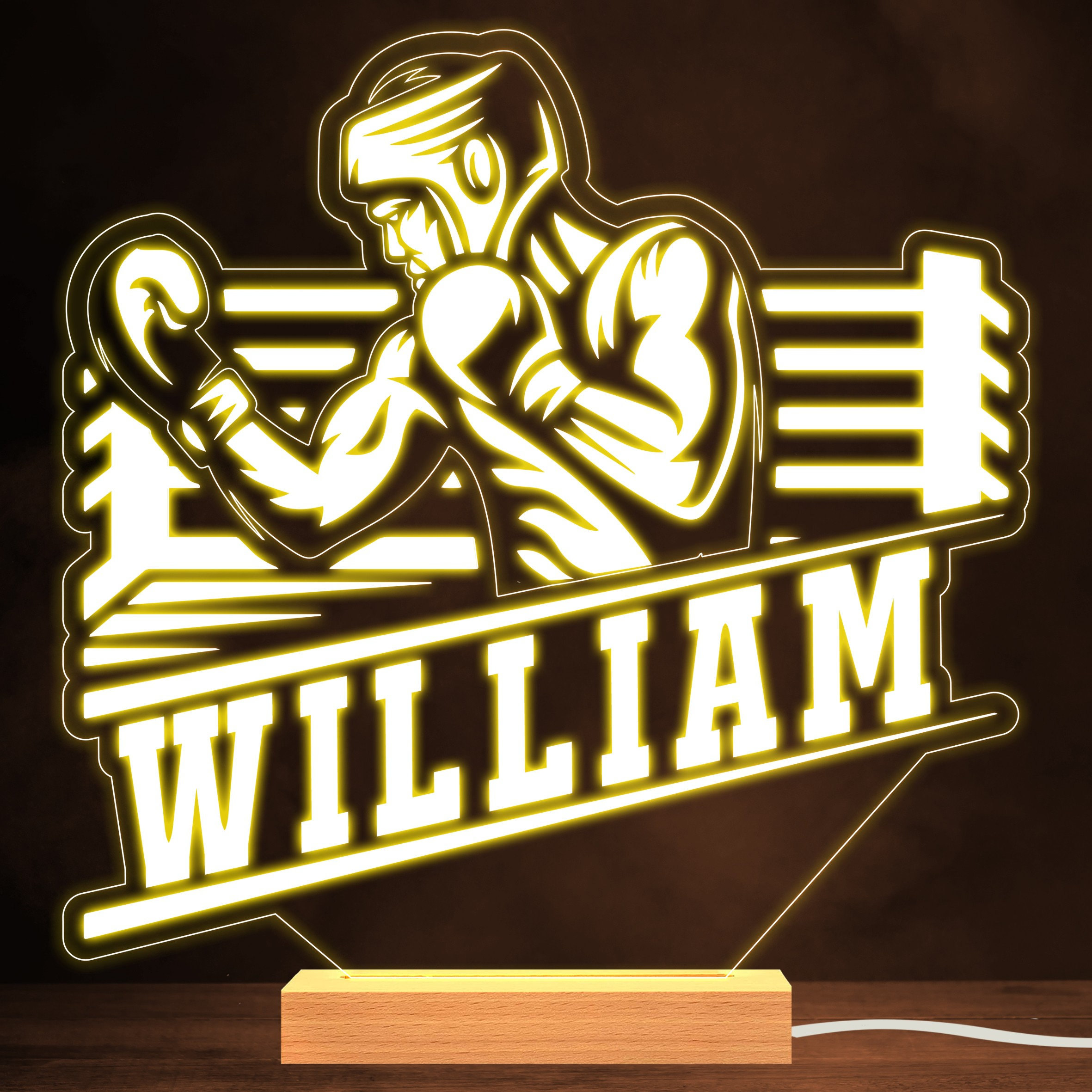 Muscular Boxer in A Helmet & Ring Boxing Fan Personalised Warm White ...