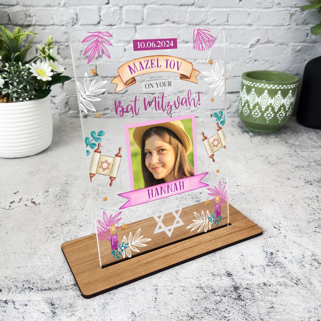 Bat Mitzvah Scroll Gift Pink Girl Photo Custom Personalised Gift ...