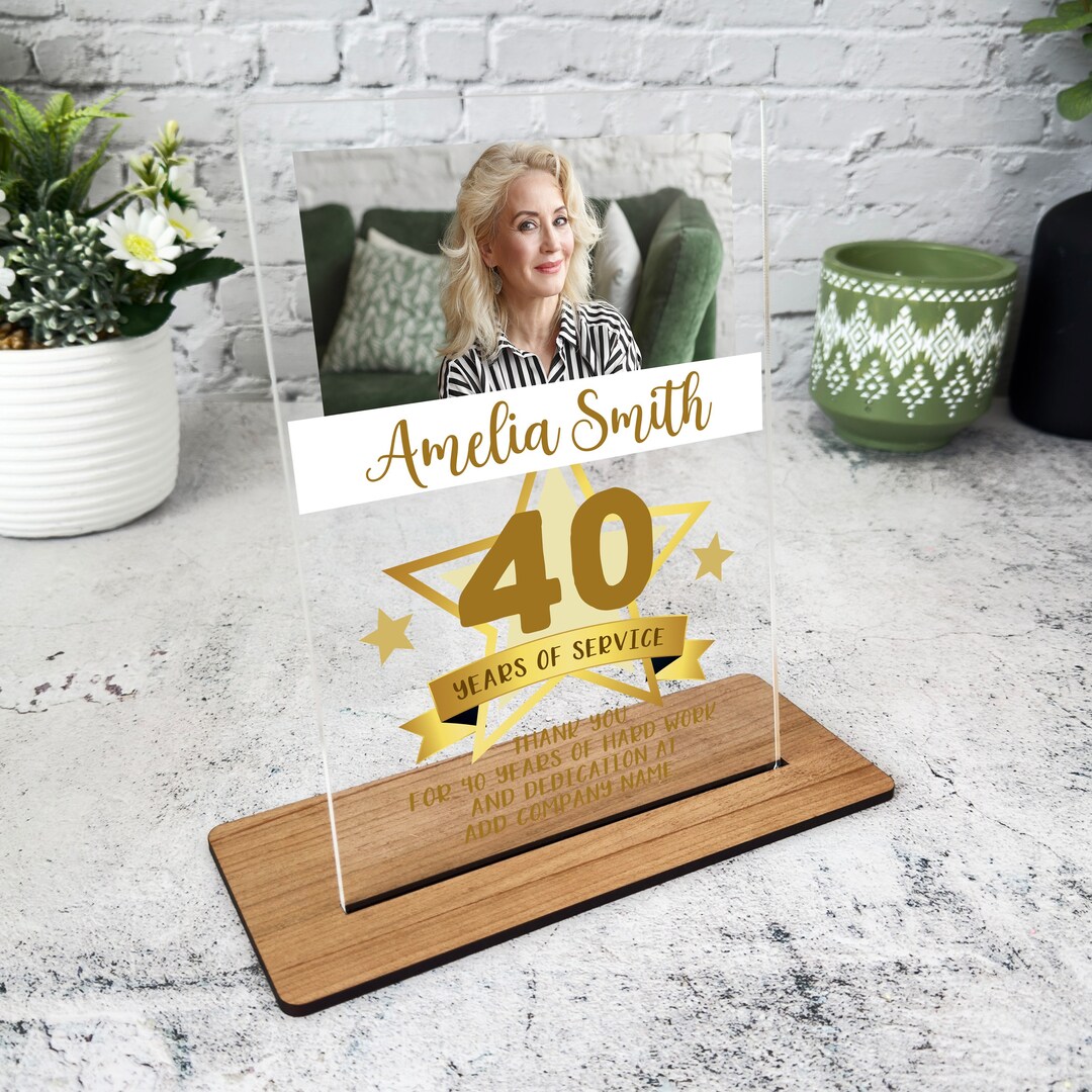 40 Years Service 40th Gold Anniversary Job Star Photo Gift Employee ...