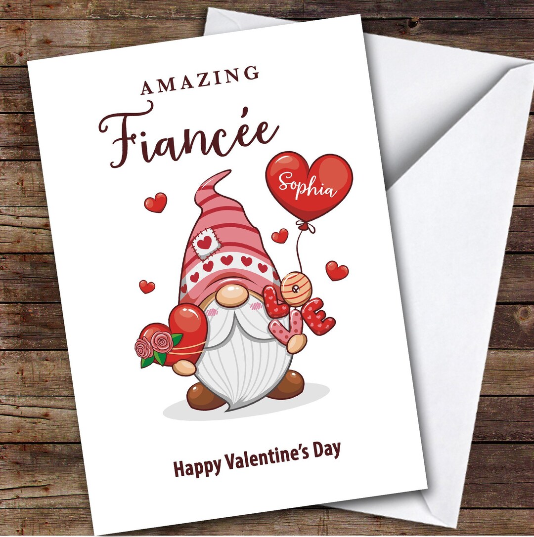 Personalised Amazing Fiancée Gonk Happy Valentine's Day Romantic Card ...