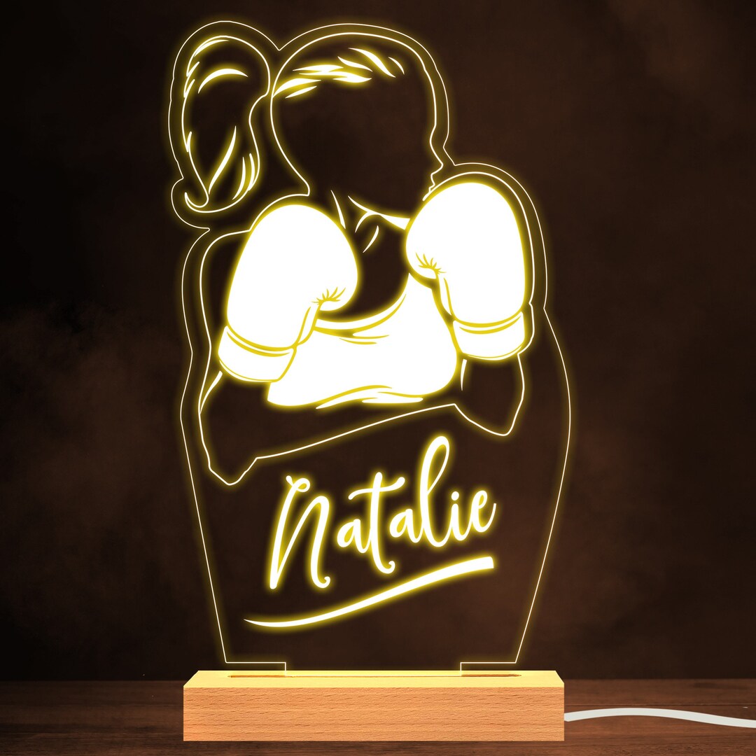 Girl Boxing in Gloves Boxer Sports Fitness Fan Personalised White Night ...