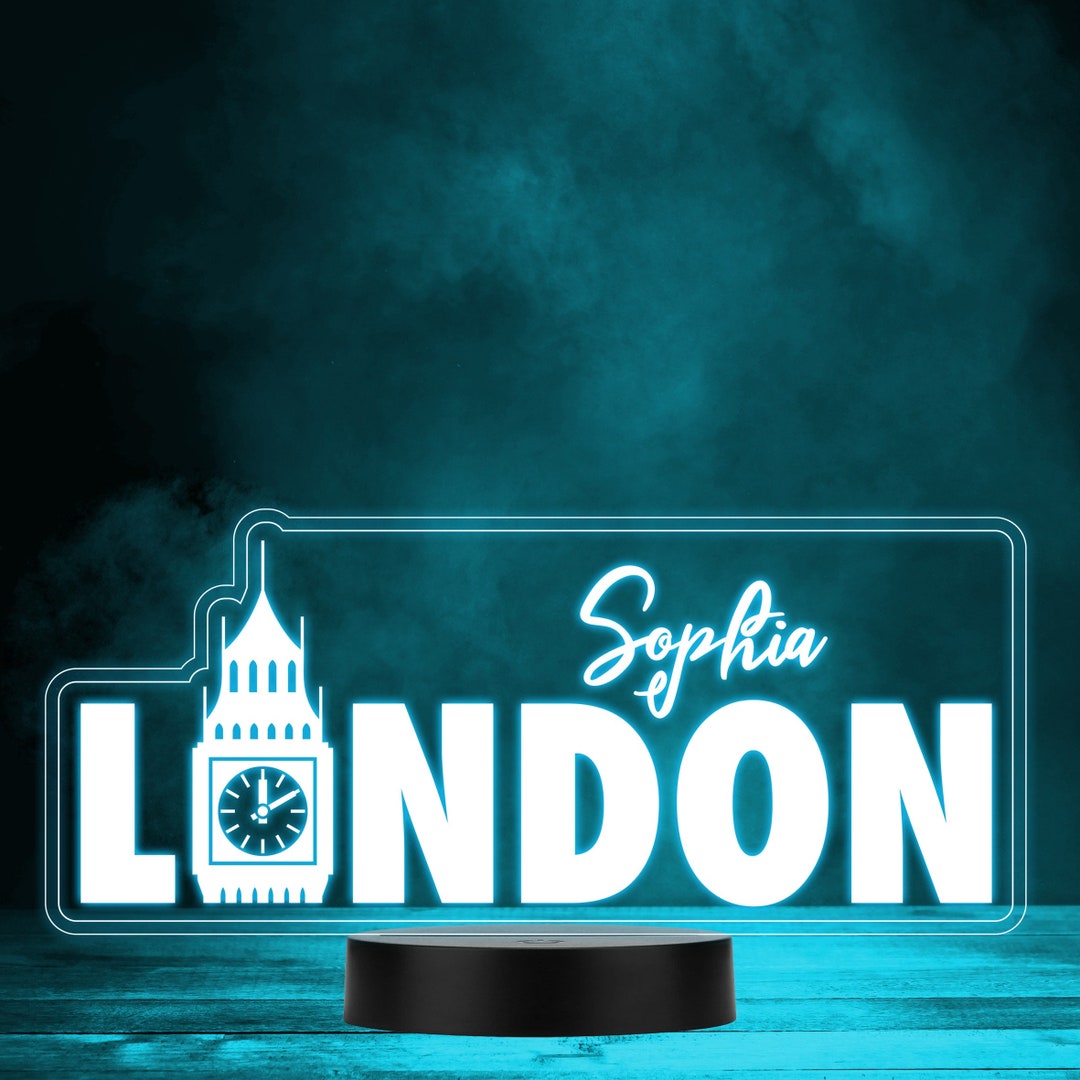 London Text UK Big Ben Colour Changing Led Lamp Personalised Gift Night ...