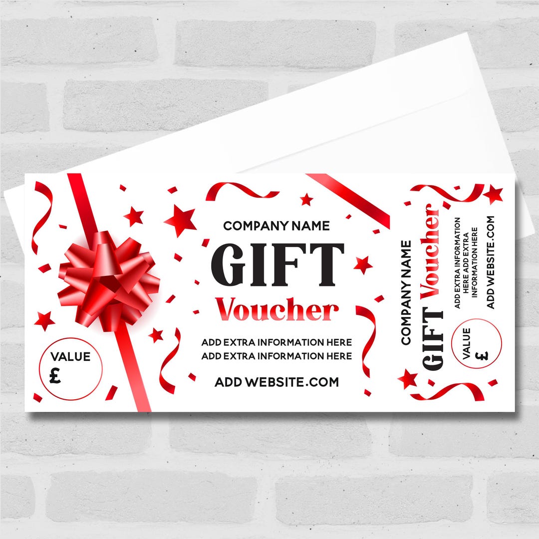 Red Bow Any Details Generic Perforated Business Gift Voucher - Etsy