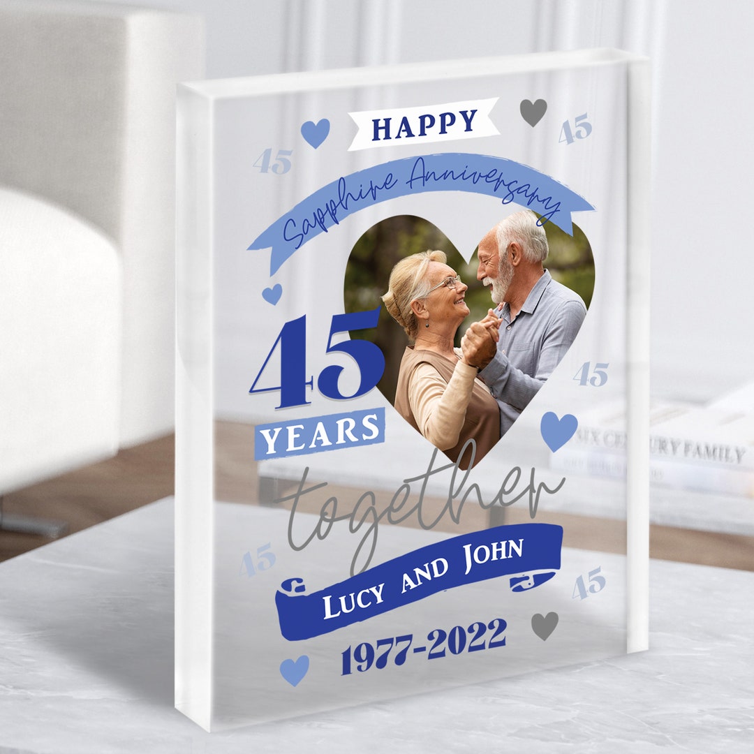 45 Years Together 45th Wedding Anniversary Sapphire Photo Gift Acrylic ...