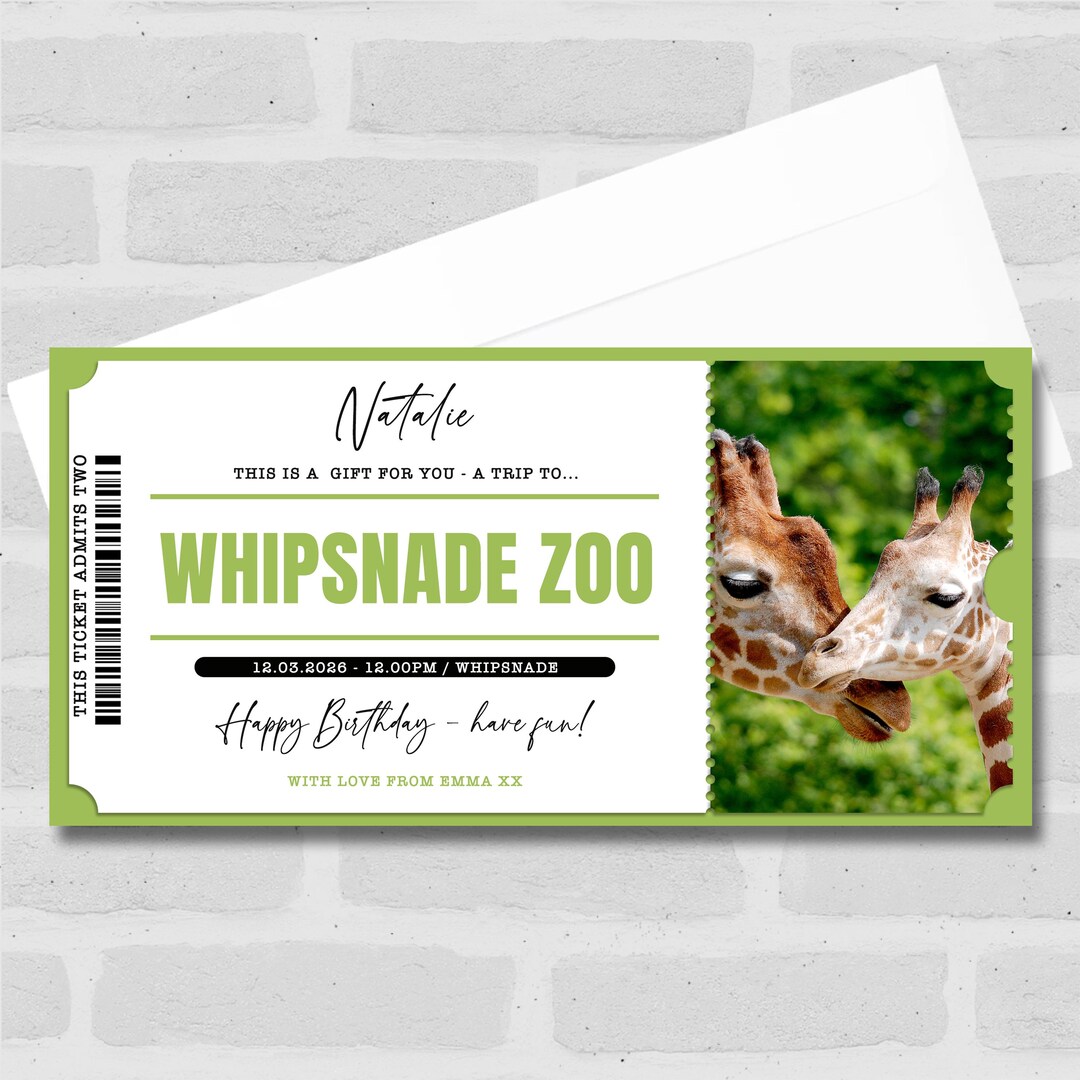 Zoo Day Out Personalised Surprise Ticket Gift Voucher | Coupon ...