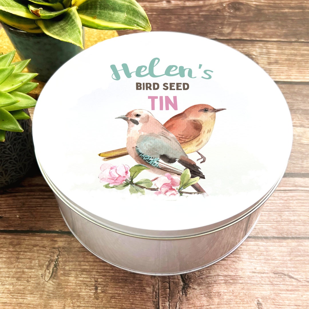 Round Bird Lover Gift Watercolour Birds Design Personalised Seed ...