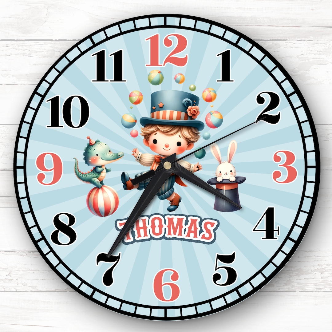Boy Juggling Circus Personalised Gift for Kid's Bedroom Clock | Kids ...