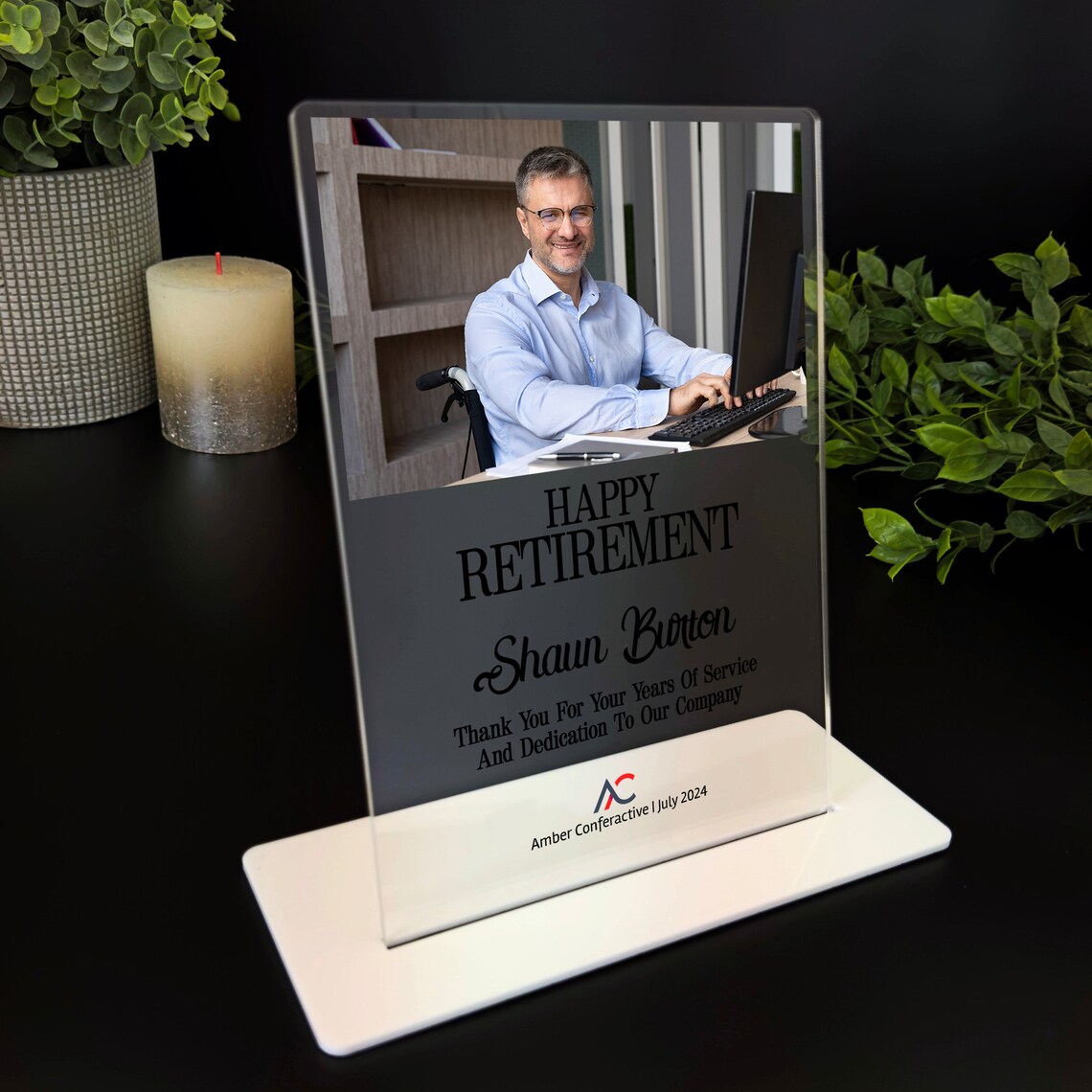 Happy Retirement Photo Work Thank You for Service Gift Employee Custom ...
