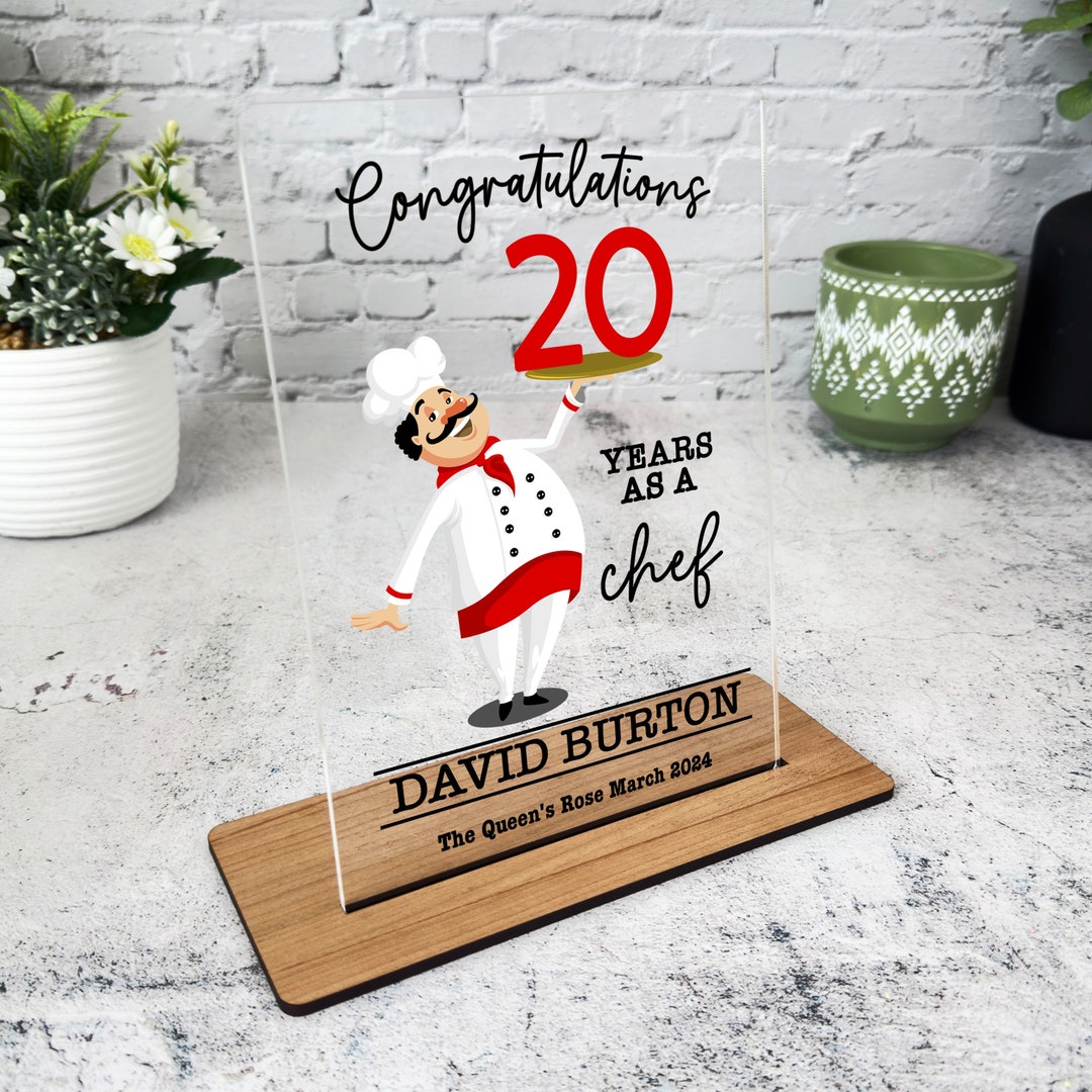 20 Years Service 20th Anniversary Funny Chef Gift Employee Personalised ...