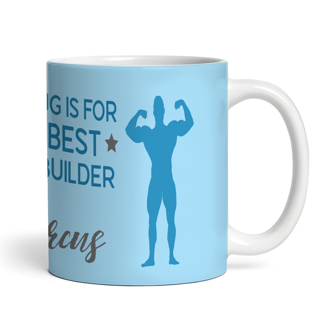 Best Bodybuilder Present Blue Silhouette Coffee Tea Cup Personalised ...