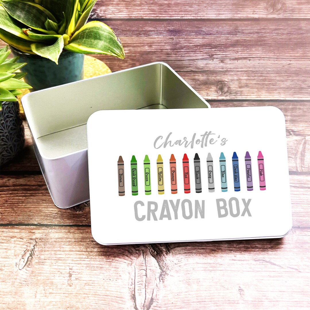 Crayon Colours Rainbow Craft Rectangle Personalised Art Tin - Etsy