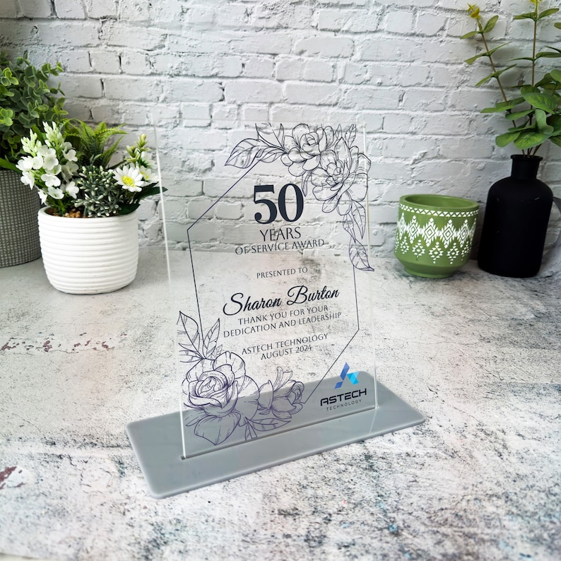 50 Years Service 50th Anniversary Art Line With Logo Gift Employee ...