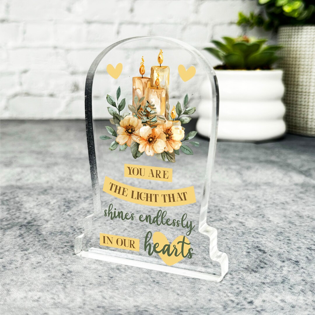 Gold Candle Light That Shines Bright Memorial Gift Gravestone Keepsake ...