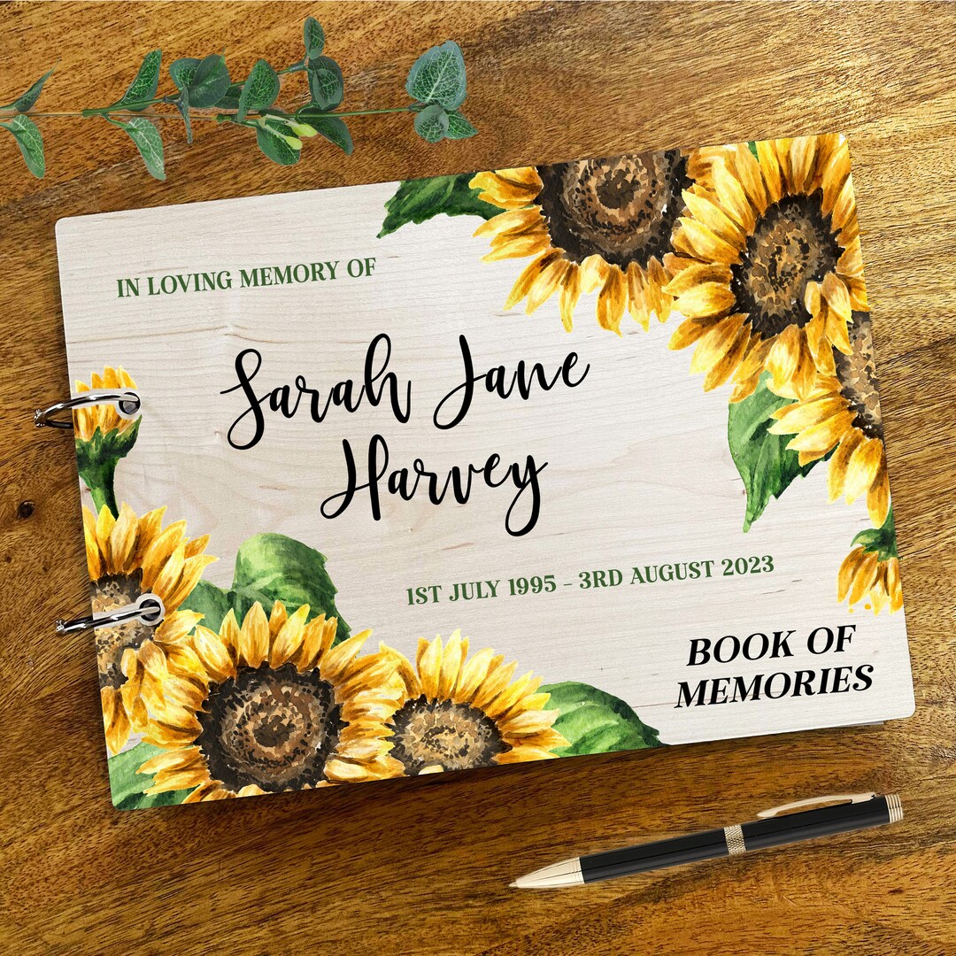 Vintage Sunflower Corners Memorial in Loving Memory Photo Album ...