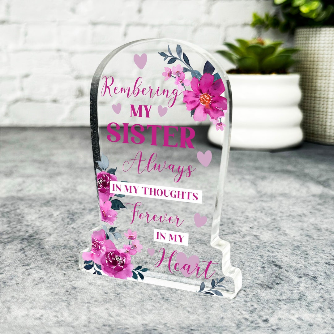 Sister Pink Flower Gravestone Plaque Sympathy Gift Keepsake Memorial ...