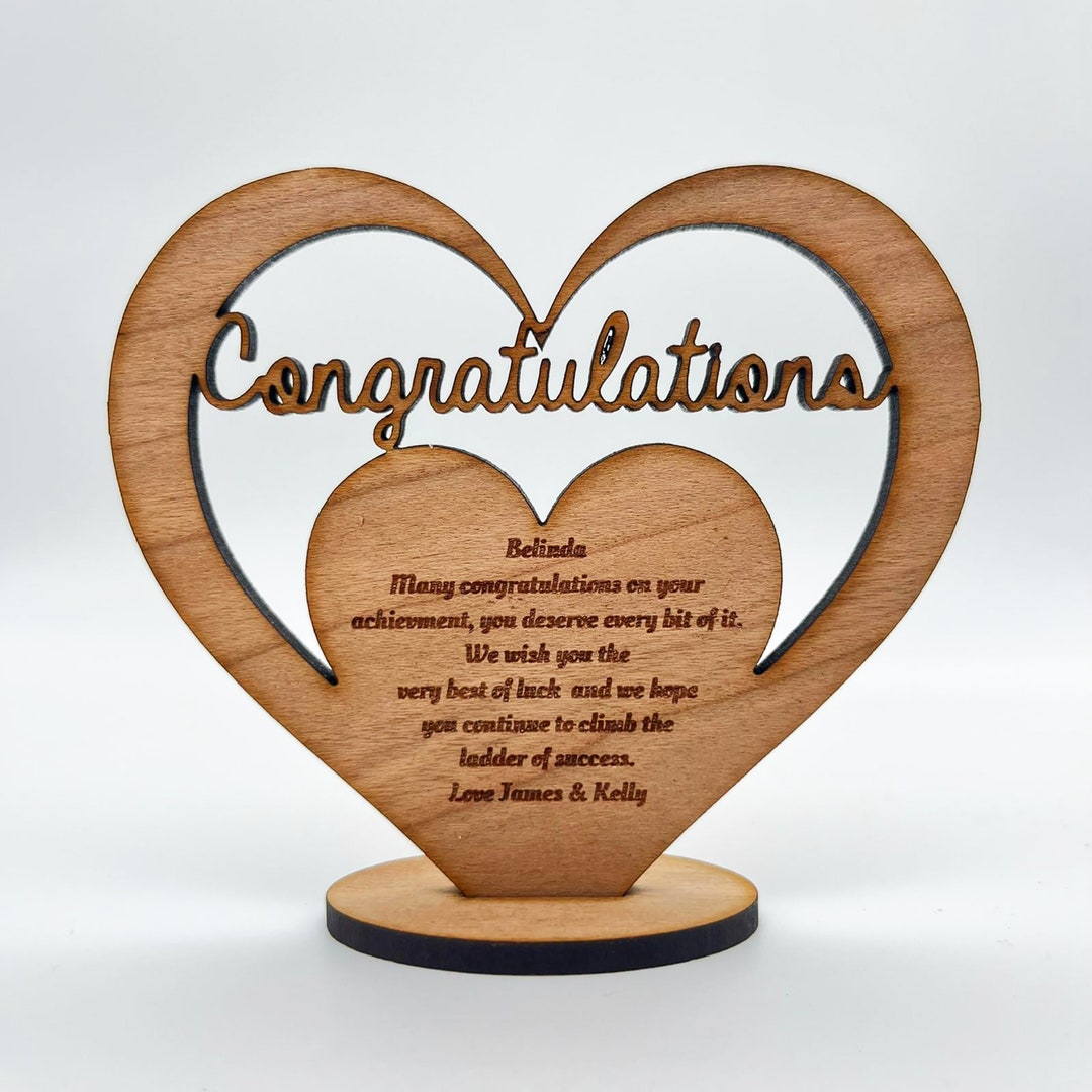 Congratulations Poem Any Occasion Heart Engraved Keepsake Personalised ...