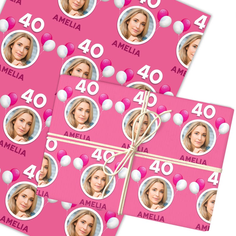 Personalised Wrapping Paper Kids Birthday Pink Photo Custom Gift Wrap ...