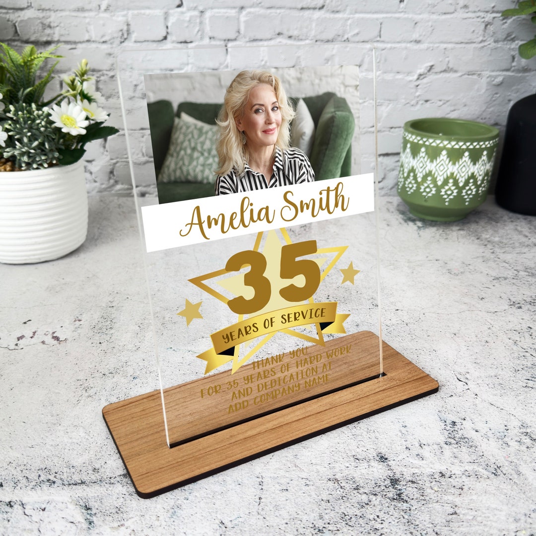 35 Years Service 35th Gold Anniversary Job Star Photo Gift Employee ...