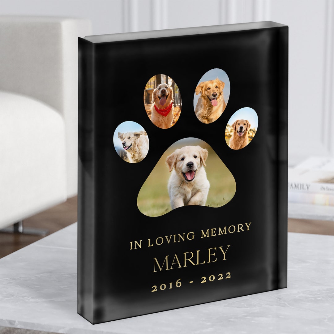 In Loving Memory Pet Remembrance Photos Paw Dog Black Gift Acrylic ...