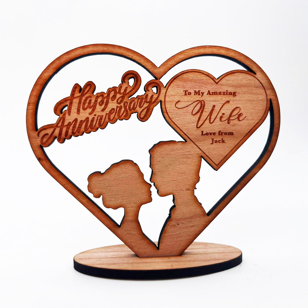 Happy Wedding Anniversary Couple Heart Husband Wife Keepsake ...