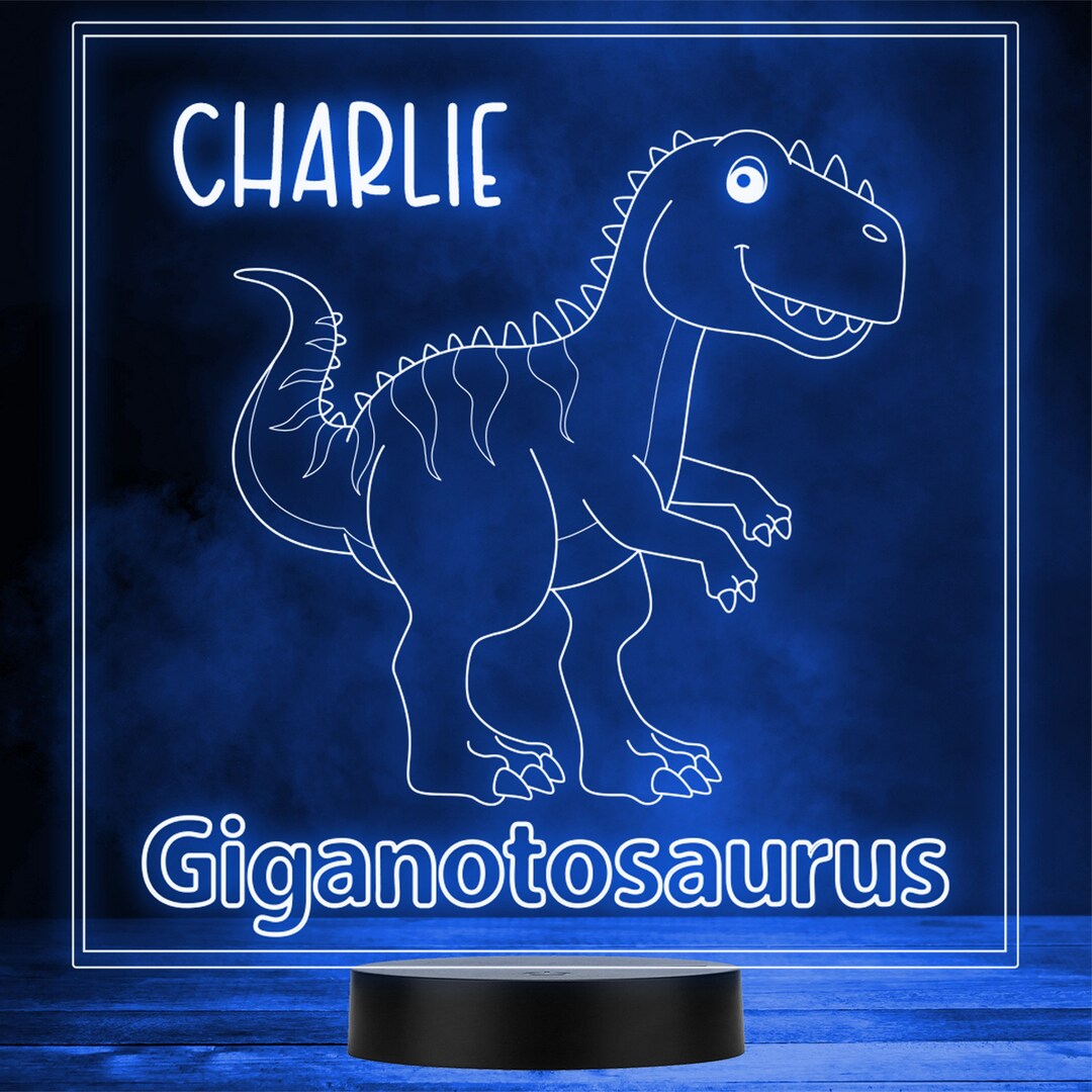 Kids Giganotosaurus Dinosaur Fan Cute LED Personalised Gift Night Light ...