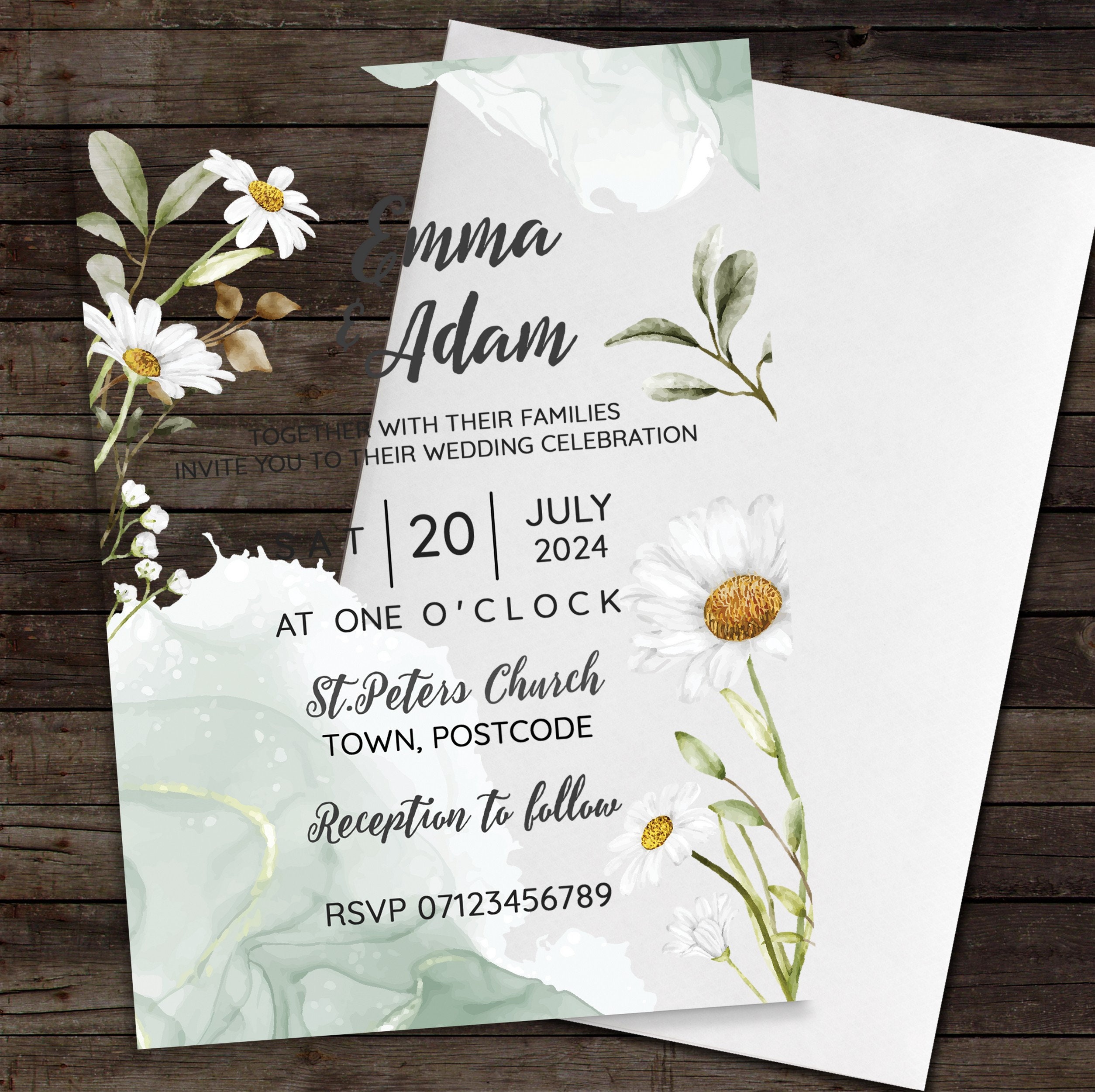 Daisy Flower Acrylic Clear Transparent Luxury Wedding Invitations ...