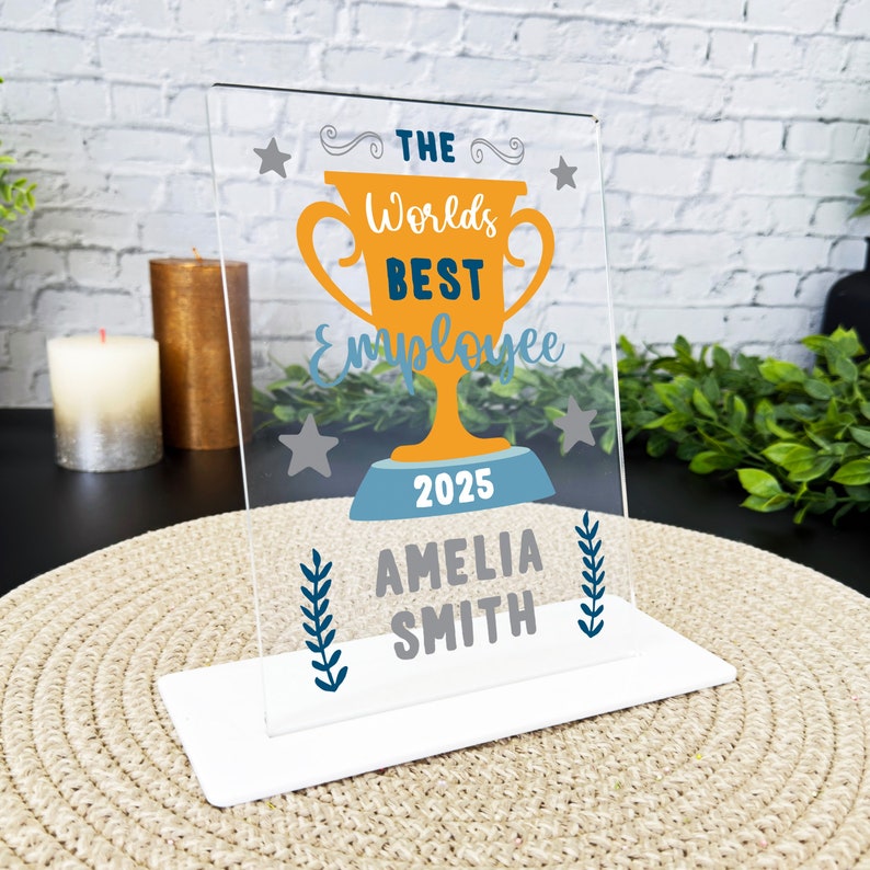 Worlds Best Employee Trophy Work Job Gift Employee Personalised Gift ...