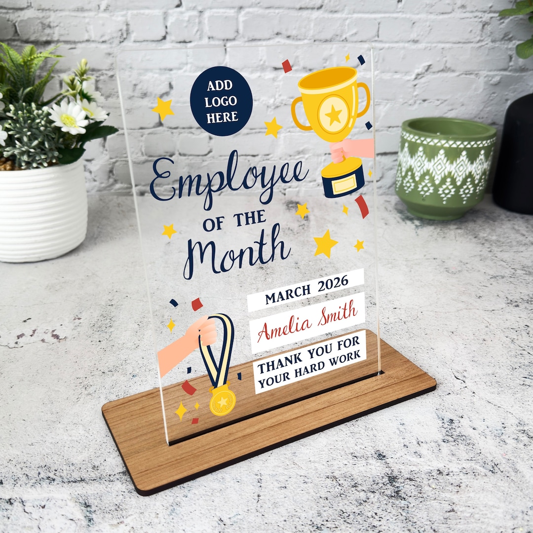 Employee of the Month Award Trophy Gift Employee Custom Personalised ...