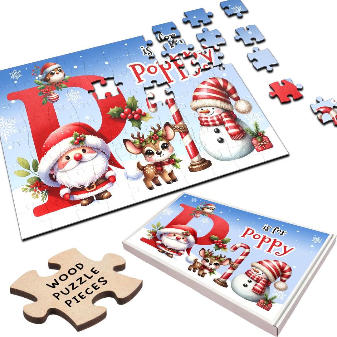 Gift for Christmas Kids Santa Alphabet Letter P Personalised Wood ...