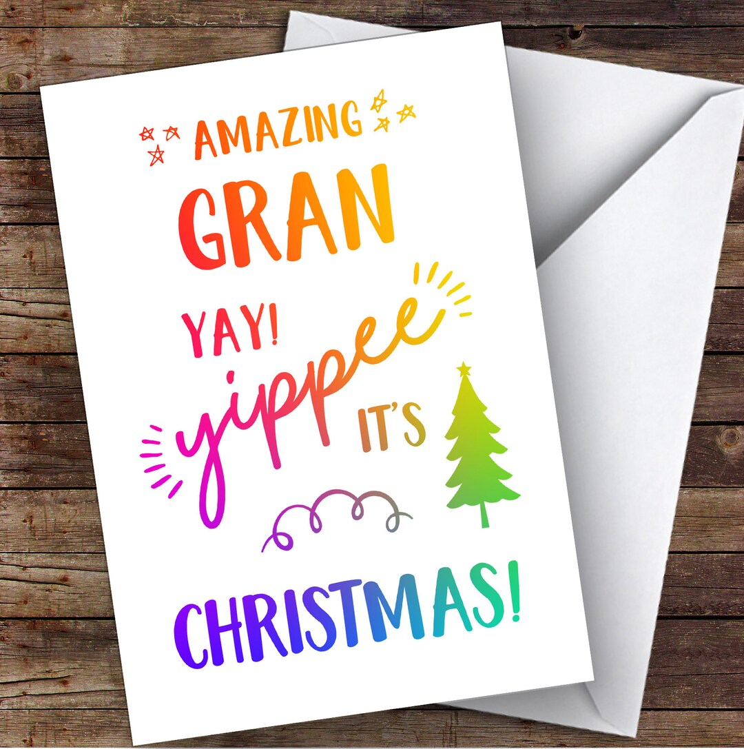 Amazing Gran Yay Yippee It's Christmas Personalised Christmas Card - Etsy