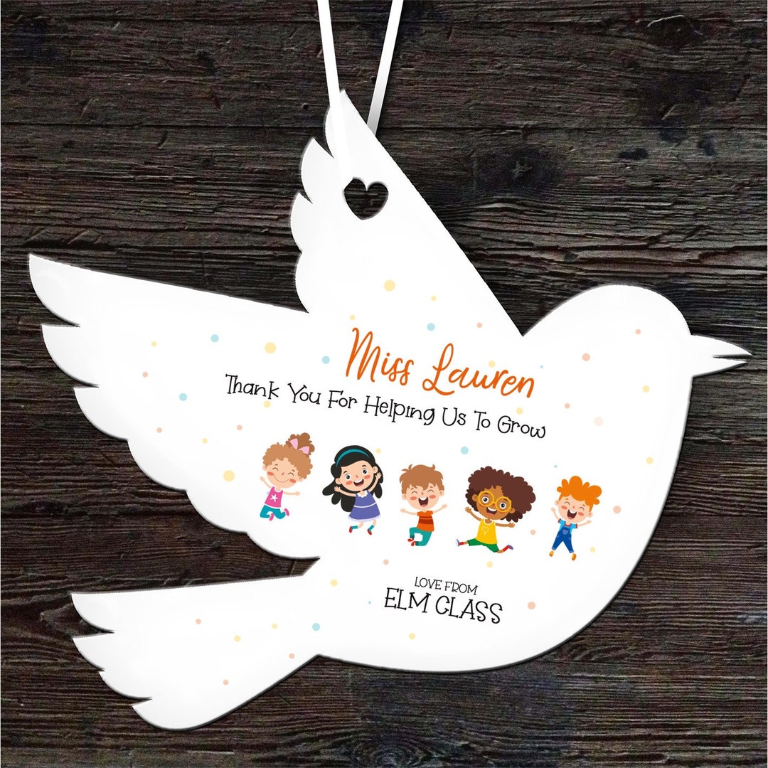 Thank You Teacher Happy Kids Class Bird Personalised Gift Hanging ...