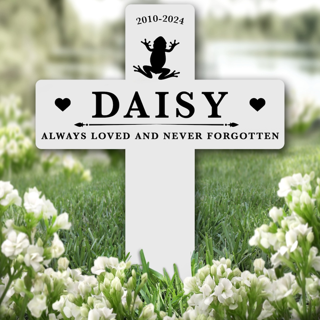 Cross Frog Pet Remembrance Garden Plaque Grave Personalised Memorial ...