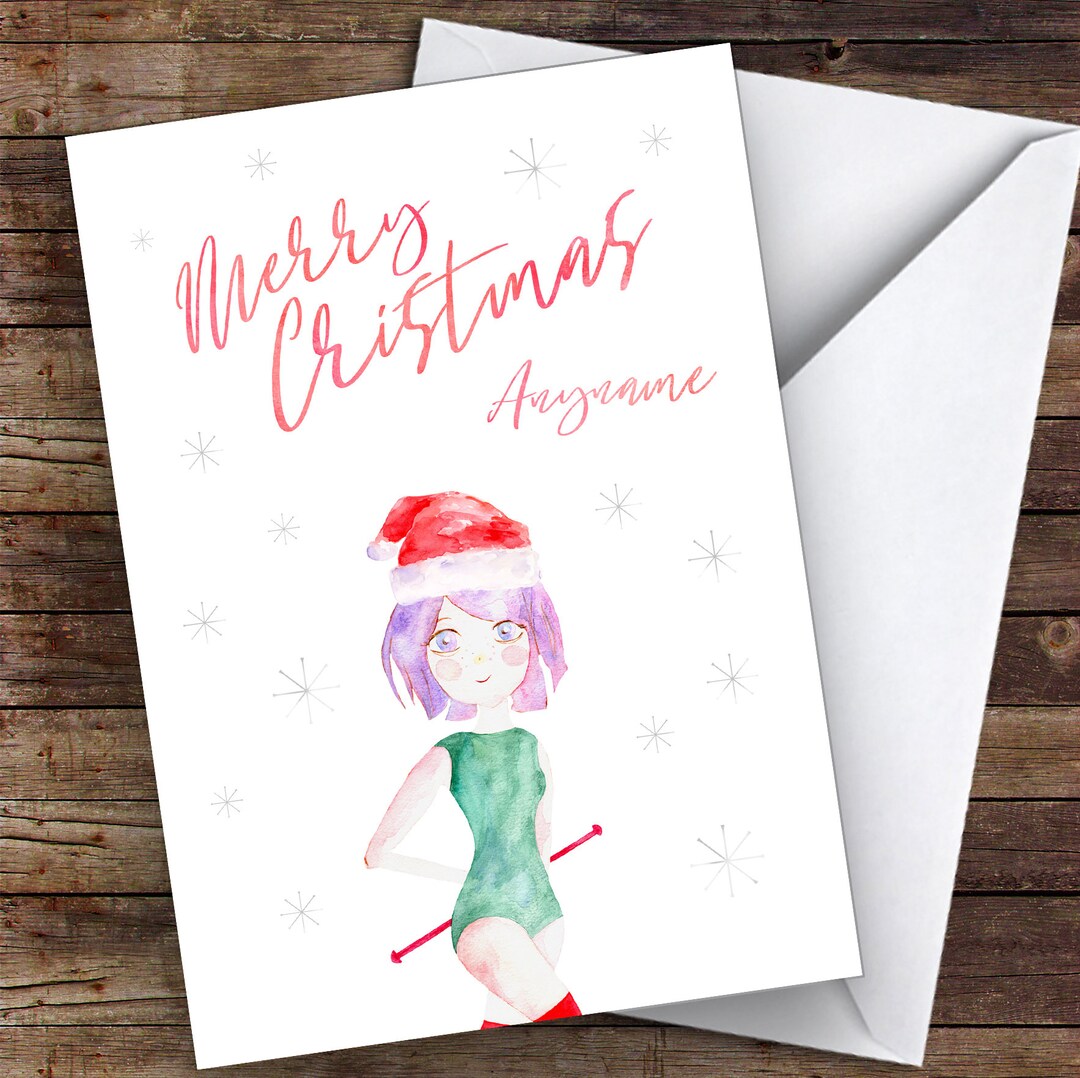 Baton Twirling Cartoon Manga Style Hobbies Personalised Christmas Card ...