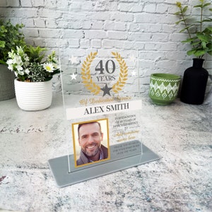 40 Years Service Work 40th Anniversary Wreath Photo Gift for Employee ...
