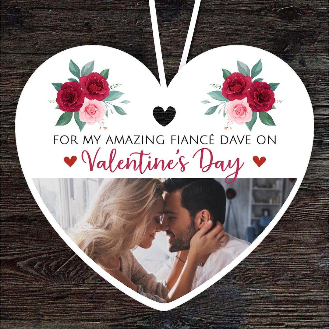 Amazing Fiancee Floral Photo Valentine's Day Gift Heart Personalised ...