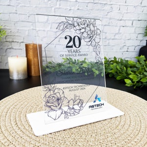 20 Years Service 20th Anniversary Art Line With Logo Gift Employee ...