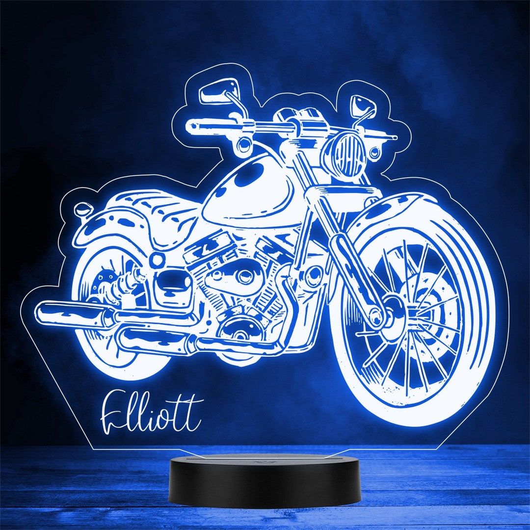 Vintage Motorcycle Personalised Gift Colour Changing LED Lamp Night ...