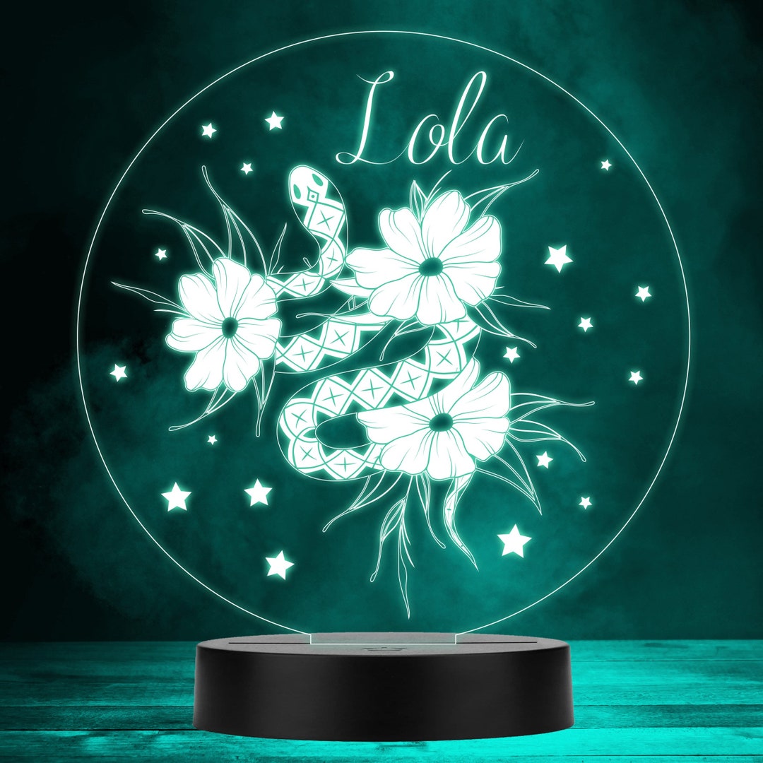 Floral Decorative Snake Colour Changing Personalised Gift LED Lamp ...