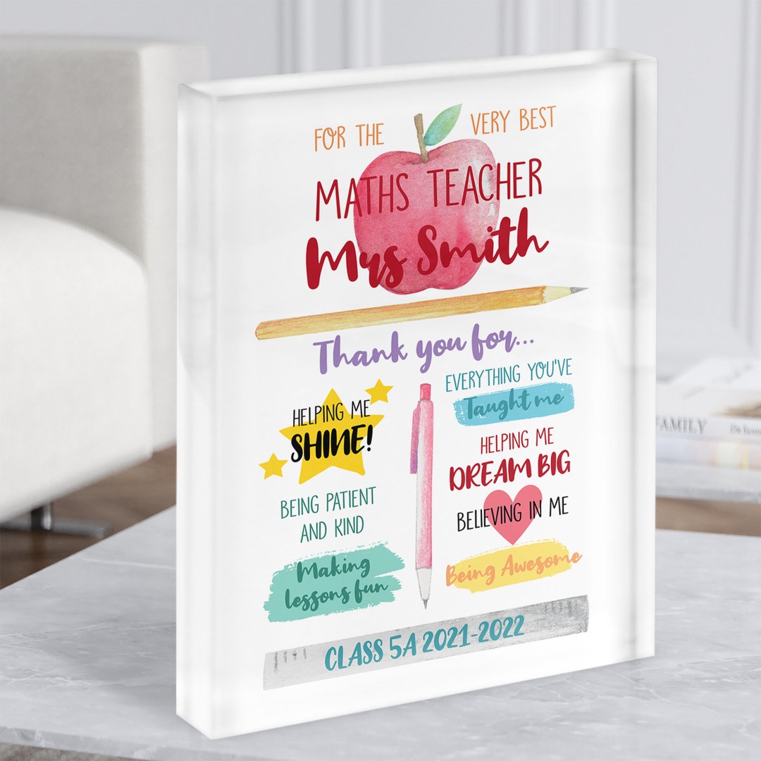 Best Teacher Thank You List School Bright Teacher Gift Acrylic Block ...