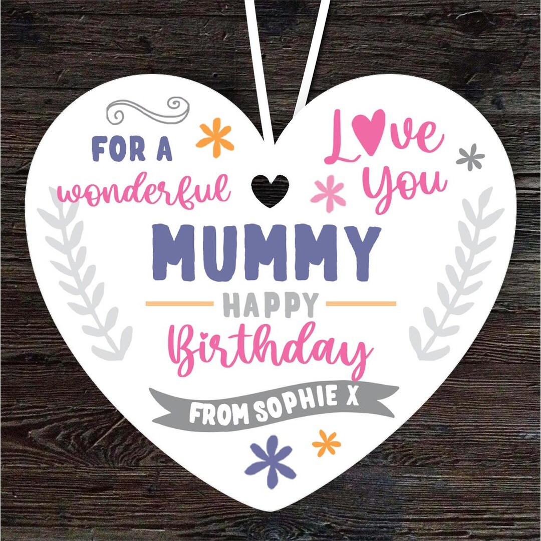 Mummy Happy Birthday Gift Love You Purple Heart Personalised Hanging ...