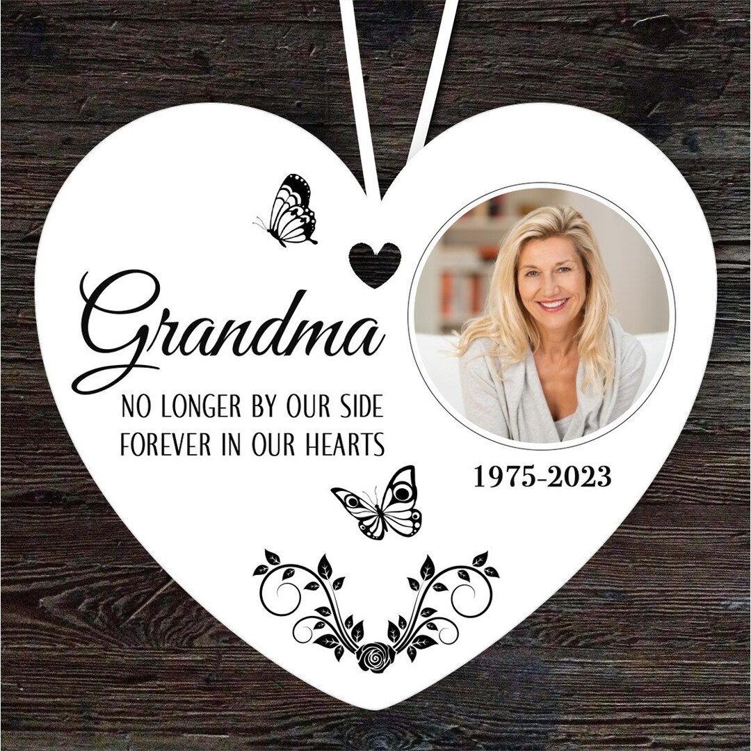 Grandma Memorial Keepsake Gift Photo Heart Personalised Hanging ...