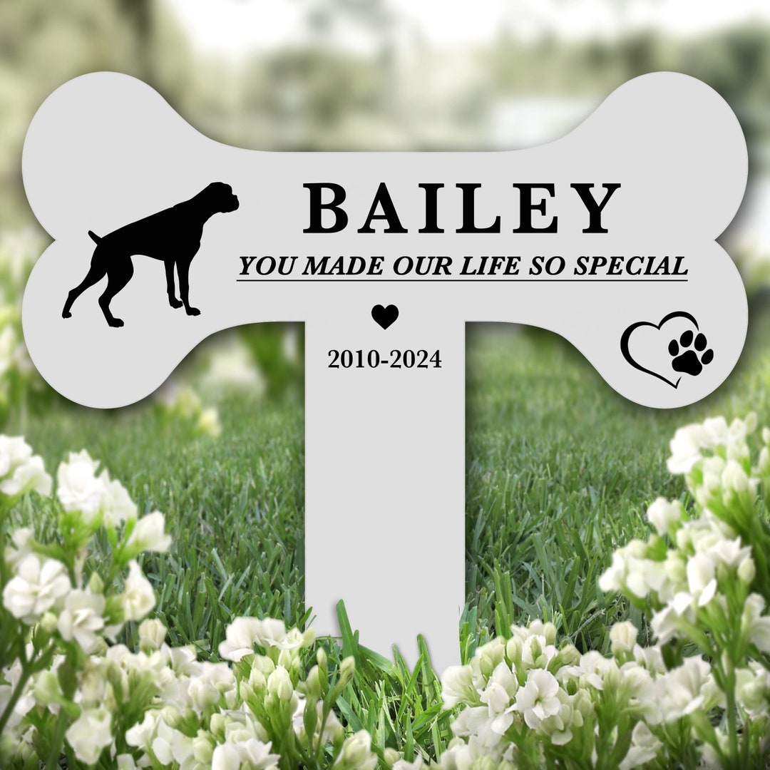 Bone Boxer Dog Pet Remembrance Garden Plaque Grave Marker Memorial ...