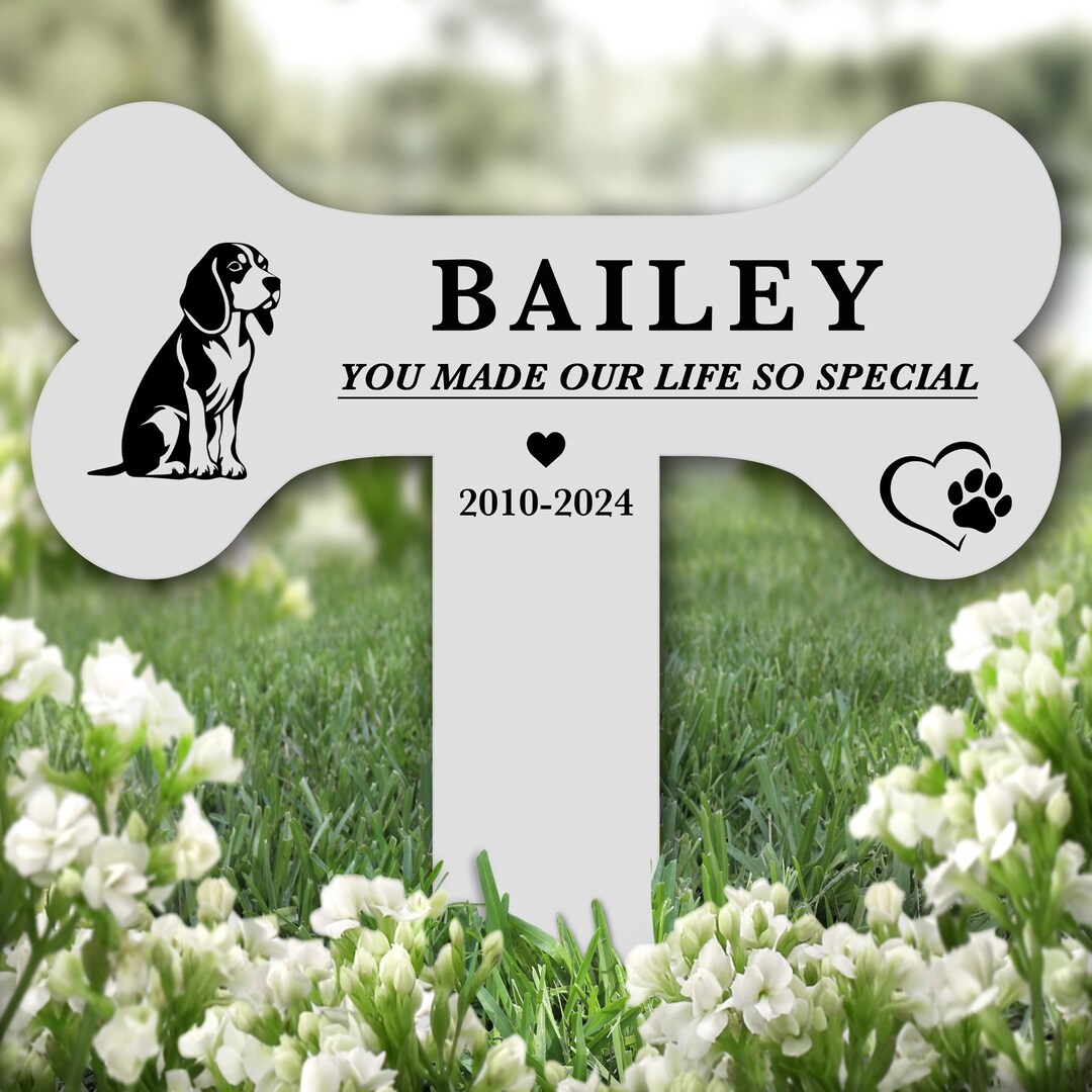 Bone Beagle Dog Pet Remembrance Garden Plaque Grave Marker Memorial ...